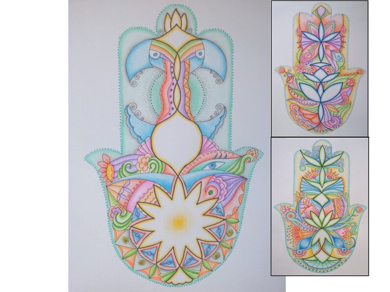 HAMSA hand Free-style New-age Art, Oriental, Judaica, Signed Print by ...