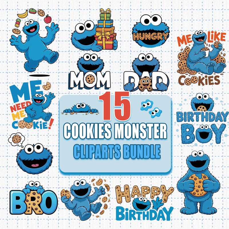 Cookie Monster Clipart - Etsy