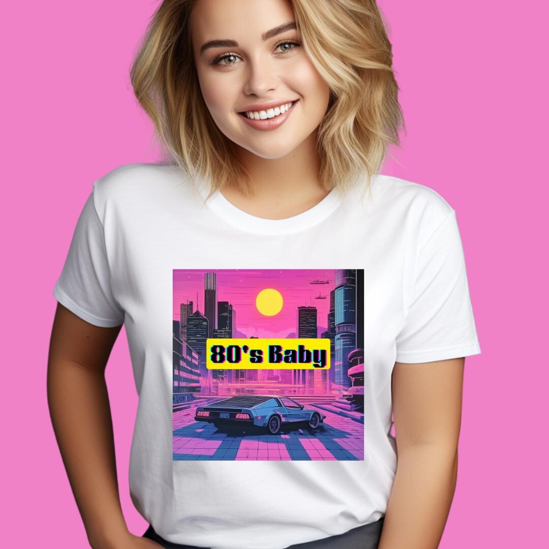 Retro 80's Baby Synthwave T-shirt, Moonbeam City Style Cotton T-shirt ...