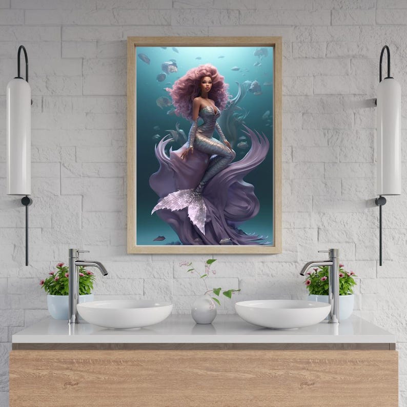 Black Mermaid 2 | Mami Wata | Black Fantasy Art | Digital Art | INSTANT ...