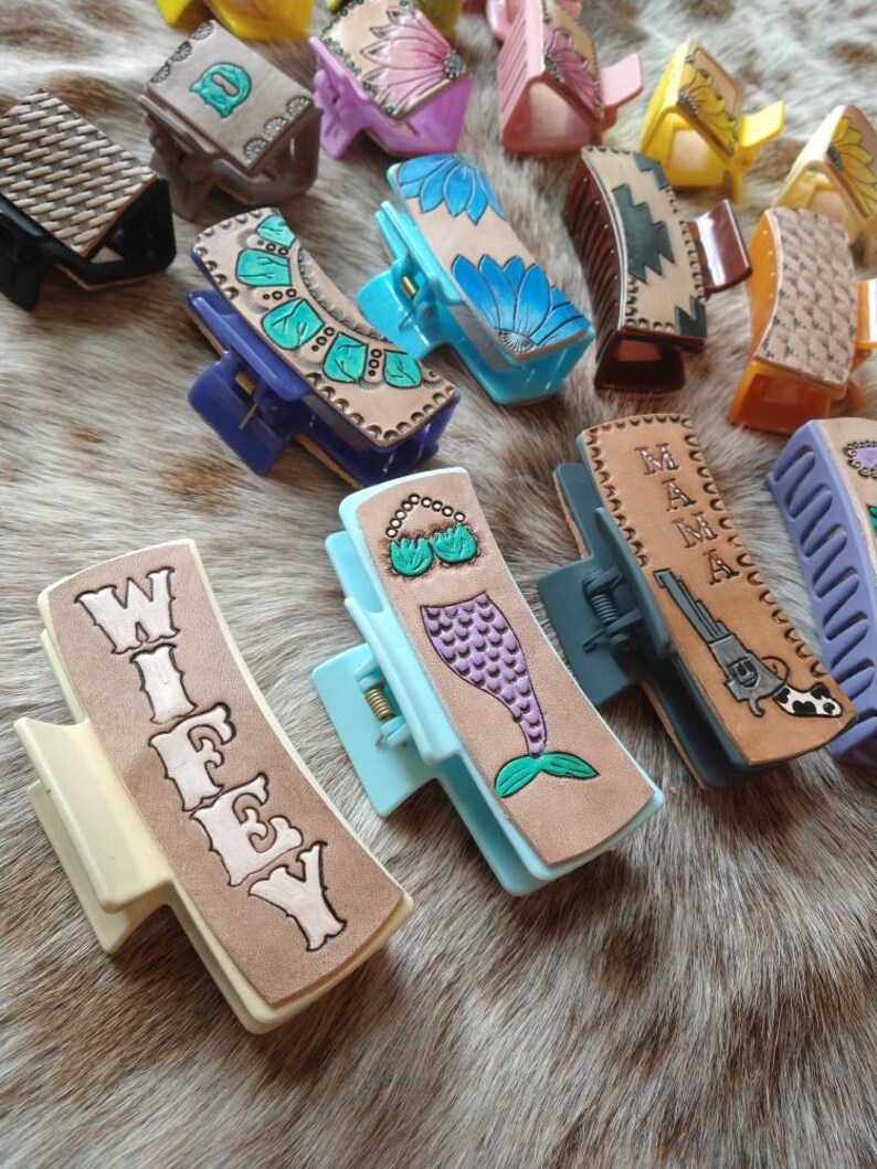 Western Hair Clips. Leather Claw Clips. Western Hair - Etsy