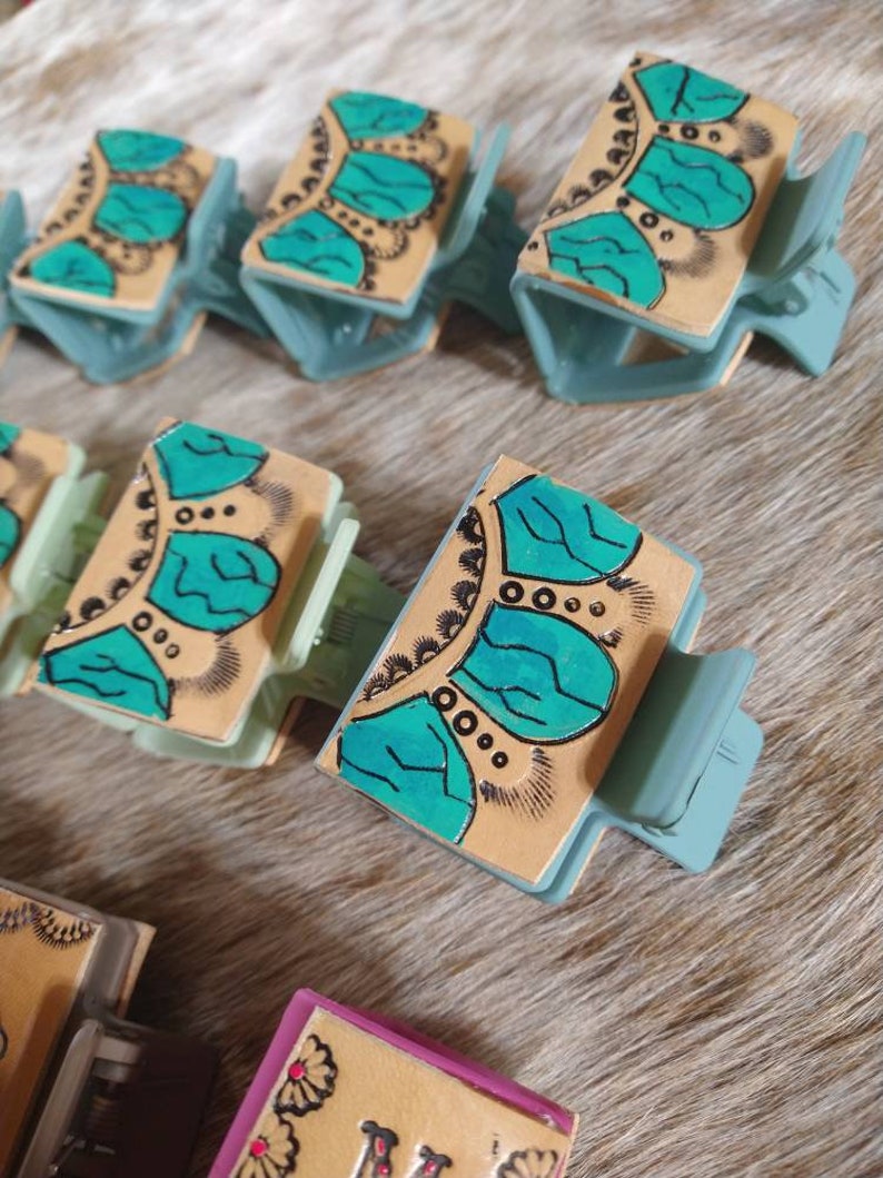 Western Hair Clips. Leather Claw Clips. Western Hair - Etsy