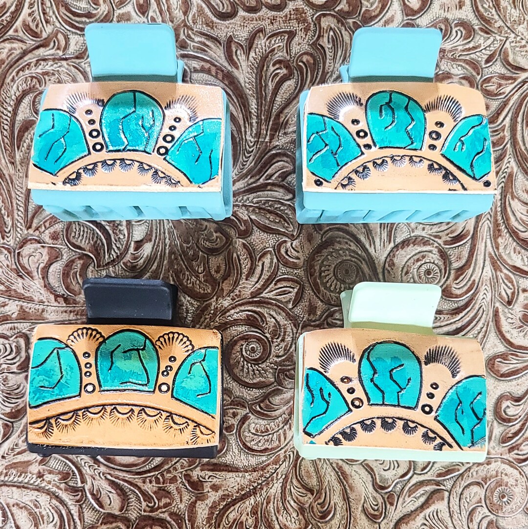 Western Hair Clips. Leather Claw Clips. Western Hair Accessories ...