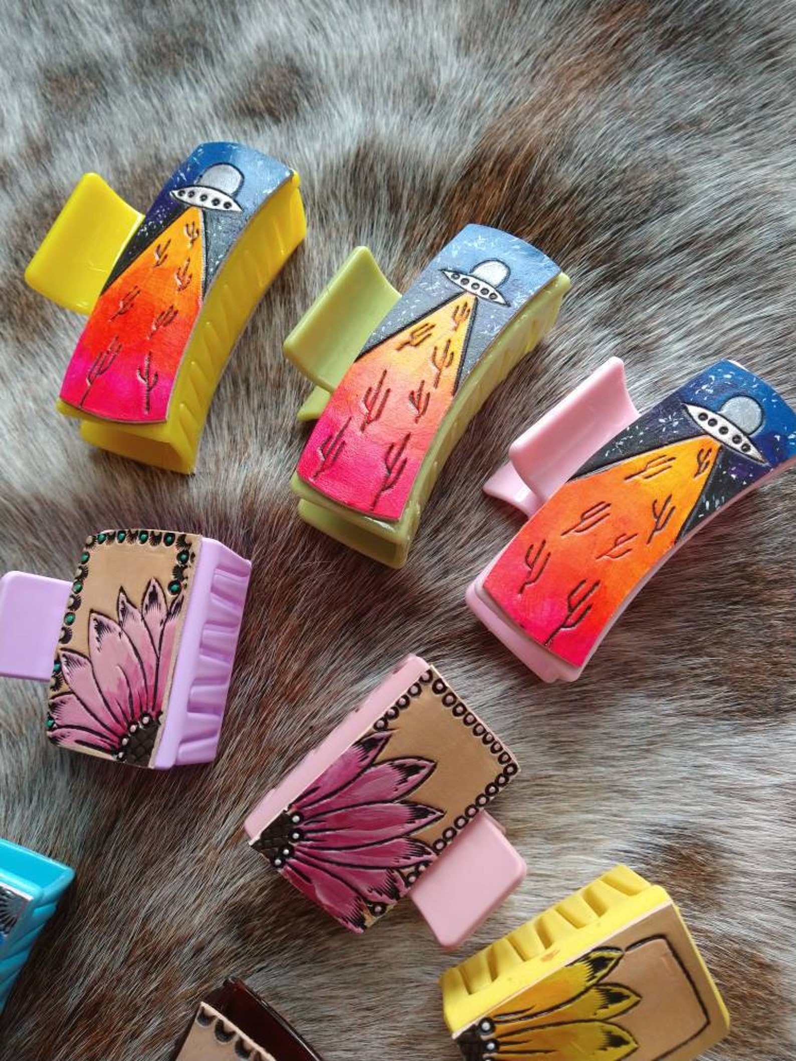 Western Hair Clips. Leather Claw Clips. Western Hair - Etsy