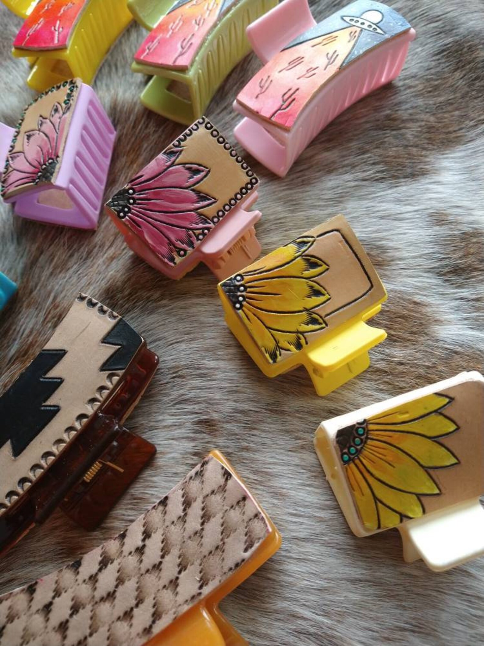 Western Hair Clips. Leather Claw Clips. Western Hair - Etsy