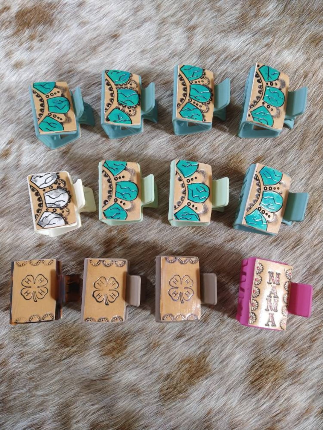 Western Hair Clips. Leather Claw Clips. Western Hair - Etsy