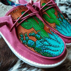 Women's Hey Dudes, Western Shoes, Tooled Leather Shoes, Cactus Hey ...