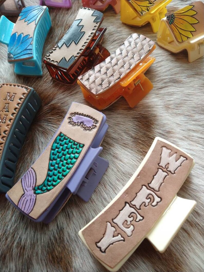 Western Hair Clips. Leather Claw Clips. Western Hair - Etsy
