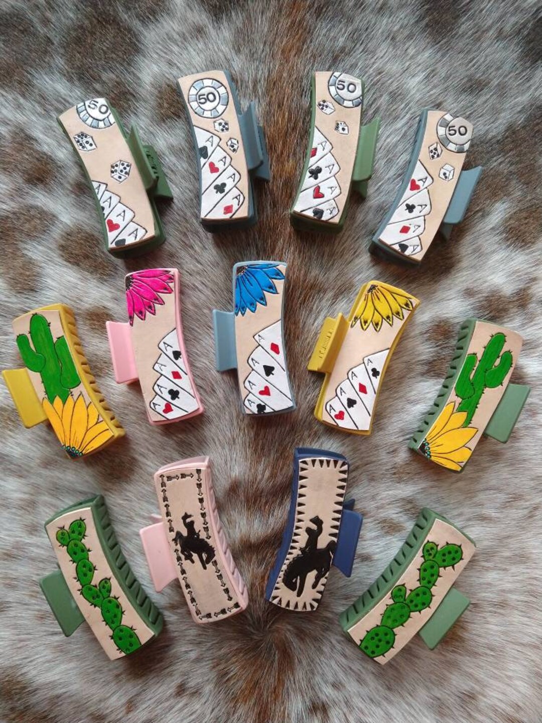 Western Hair Clips. Leather Claw Clips. Western Hair - Etsy