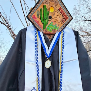 Tooled Leather Graduation Cap Topper, Leather Grad Cap, Western Grad ...