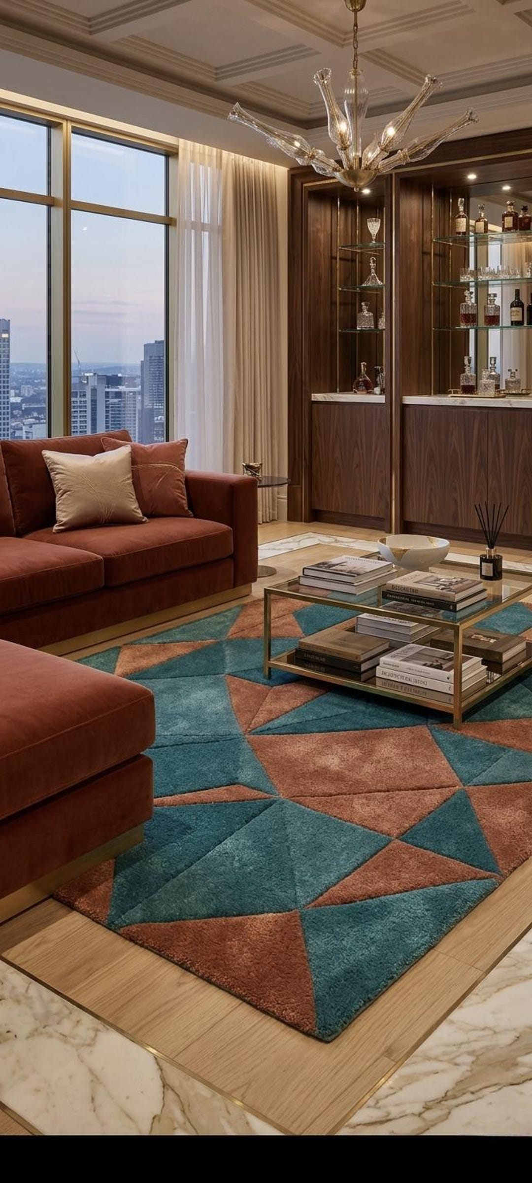 Hand-tufted Wool Rug: Teal Terracotta Geometric Abstract Area Rug - Etsy