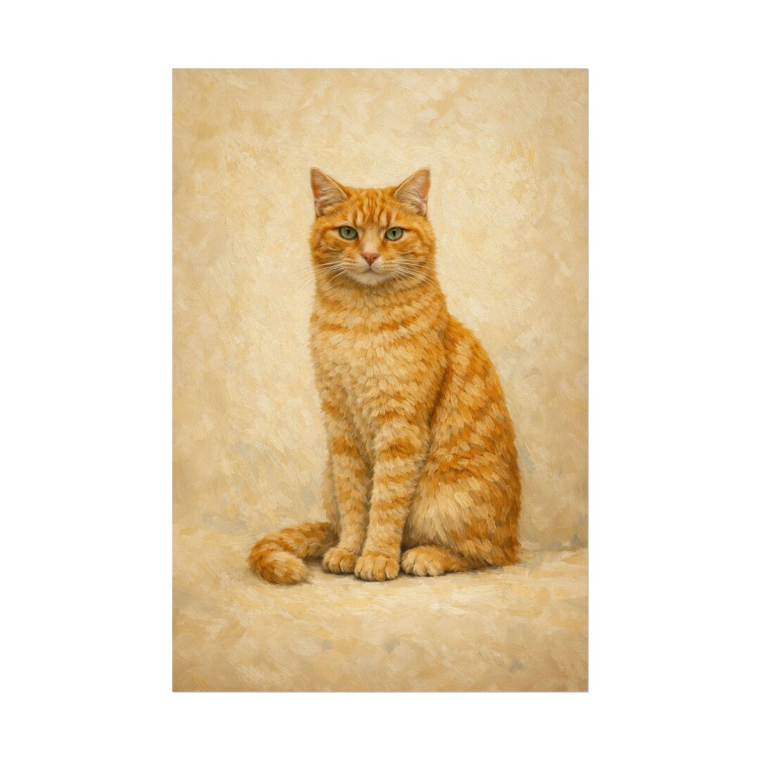 Ginger Cat Poster, Ginger Cat Art Print, Cat Art Print, Pet Portrait ...