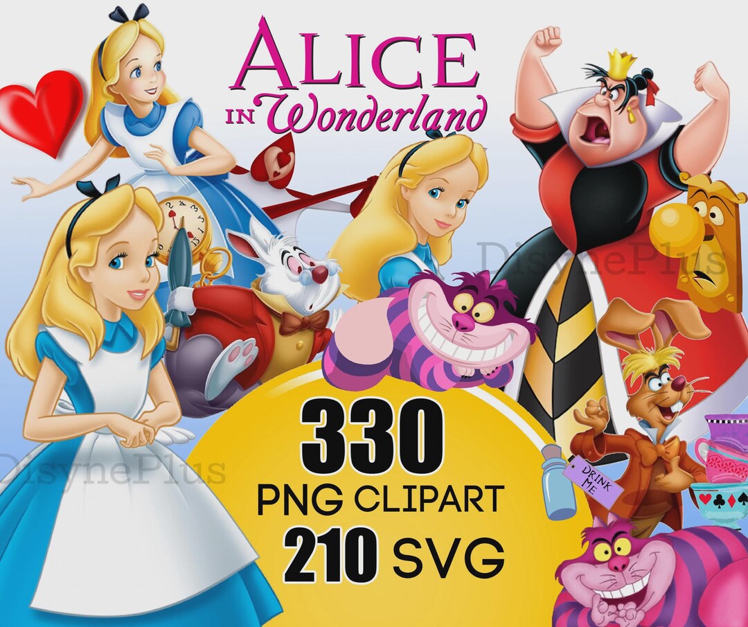 Alice in Wonderland Svg Bundle, Cartoon Clipart Mega Bundle, Cheshire ...