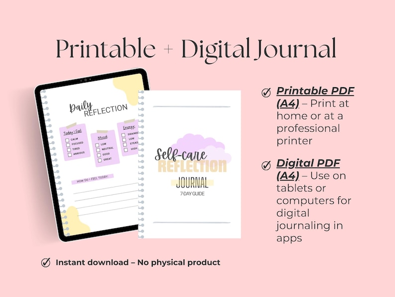 7-day Self Care Reflection Journal – Pastel Edition | Printable ...