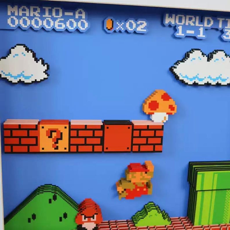 Super Mario Bros. 3D Diorama – Pixel Art Wall Art, Retro Gamer Gift ...