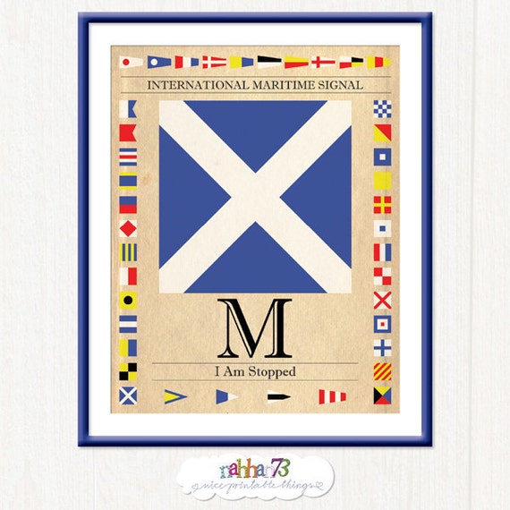 Items similar to Letter M - Vintage International Maritime Code Signal ...