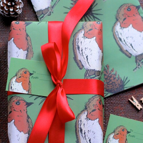 Christmas Robin Wrapping Paper Robin Gift Wrap - Etsy