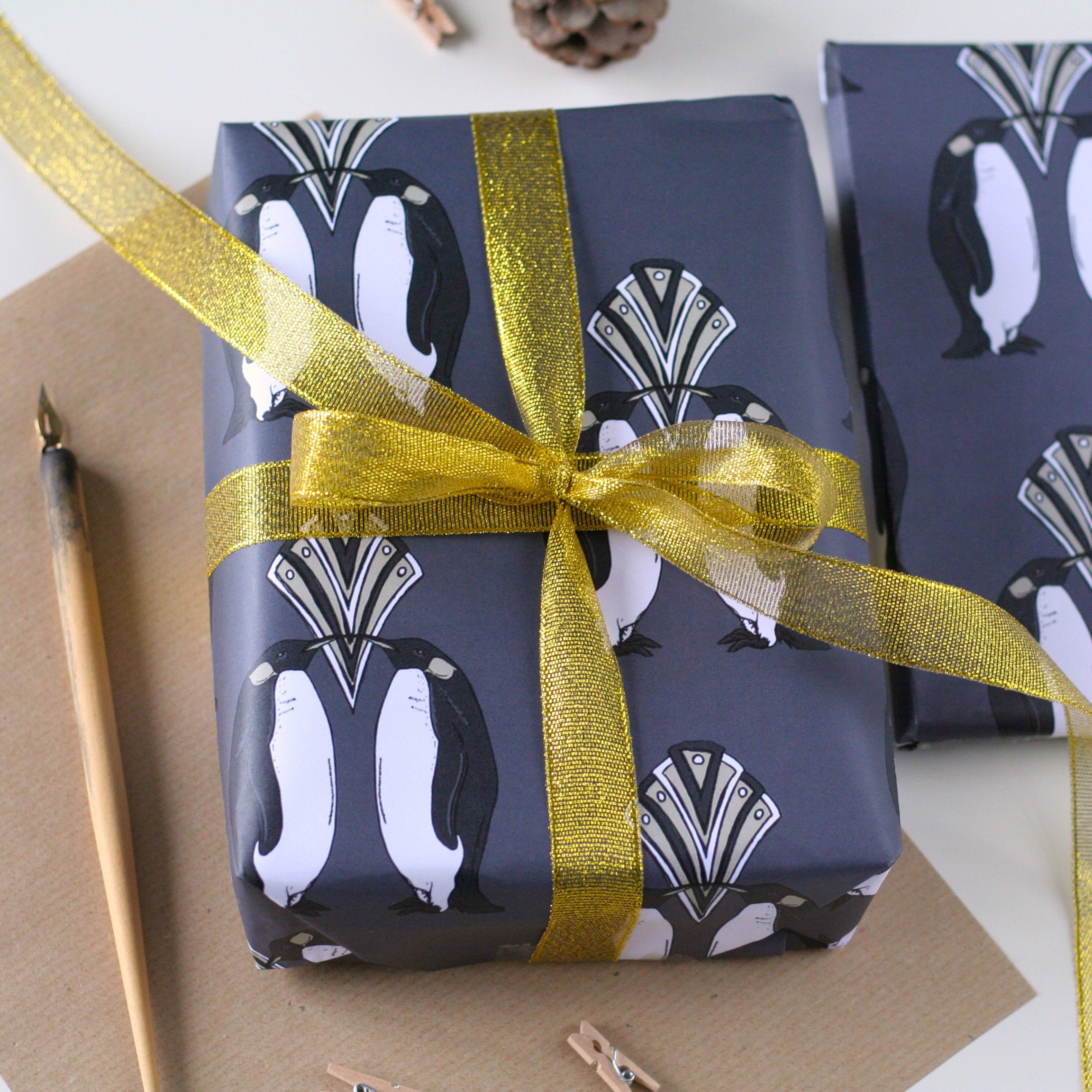 Penguin Christmas Wrapping Paper Gift Set | Etsy