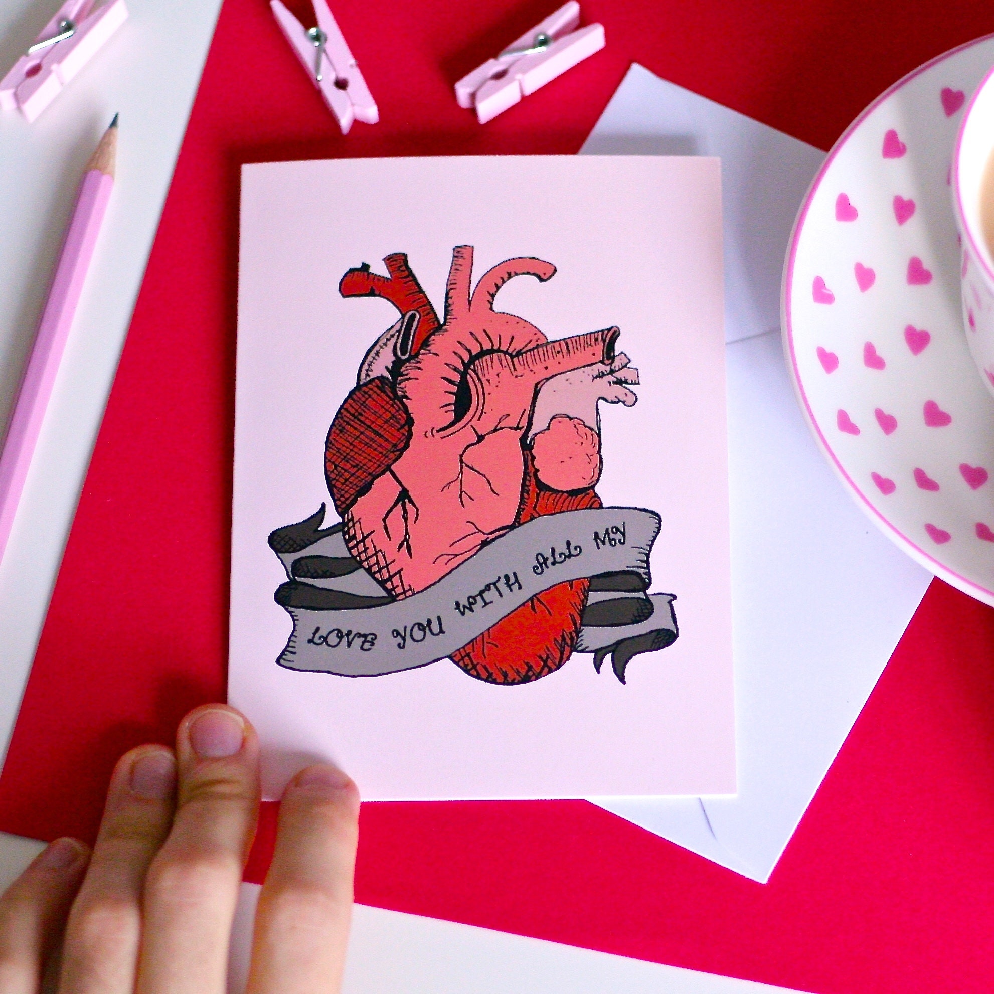Anatomical Heart Valentine's Card Funny Valentine's - Etsy UK