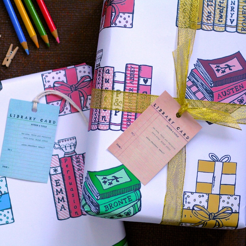 Books Wrapping Paper Gift Set | Etsy