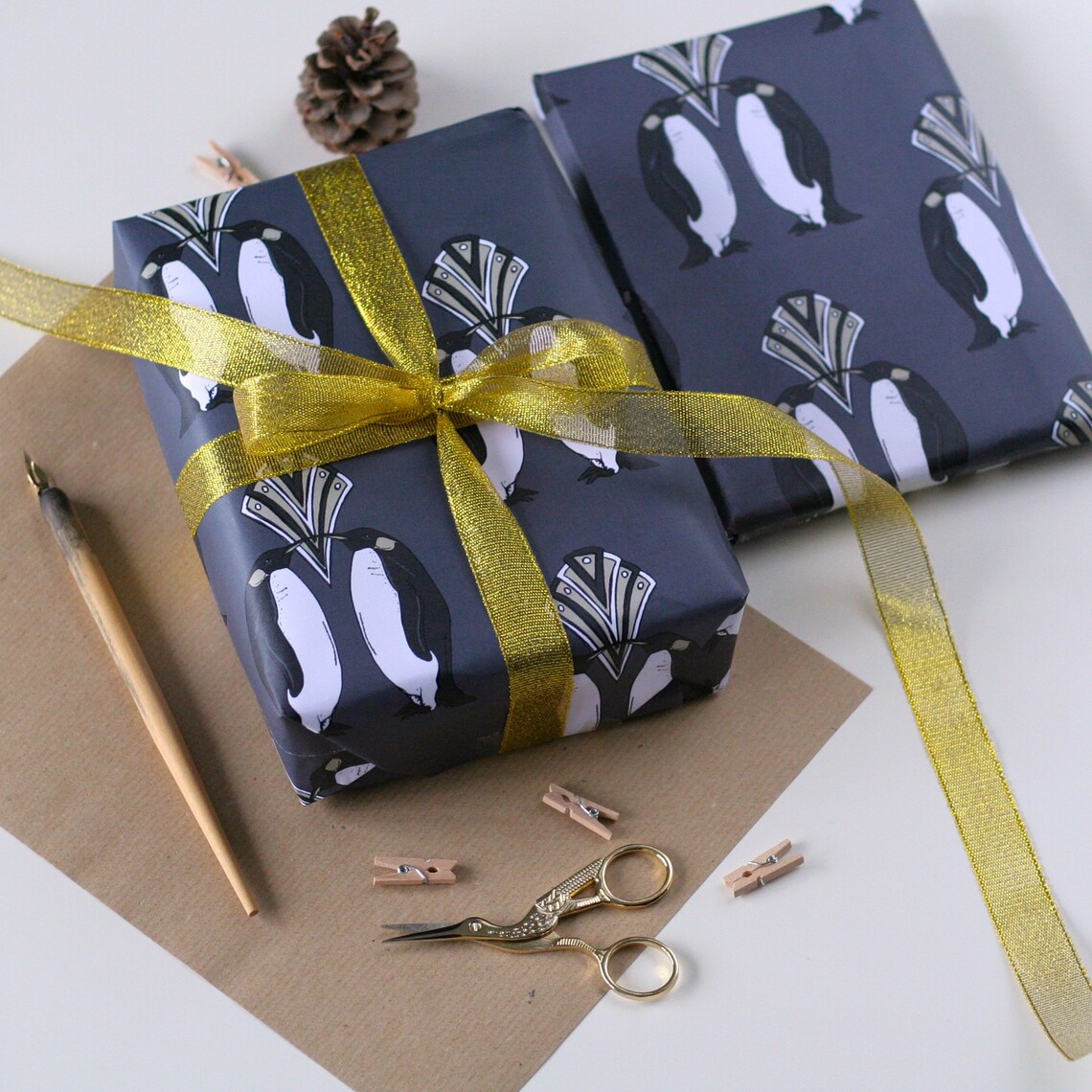 Penguin Christmas Wrapping Paper Gift Set - Etsy
