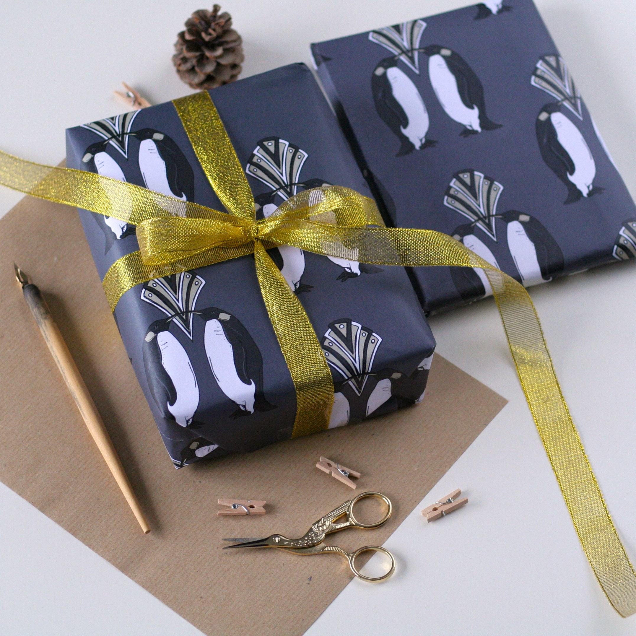 Penguin Christmas Wrapping Paper Gift Set | Etsy