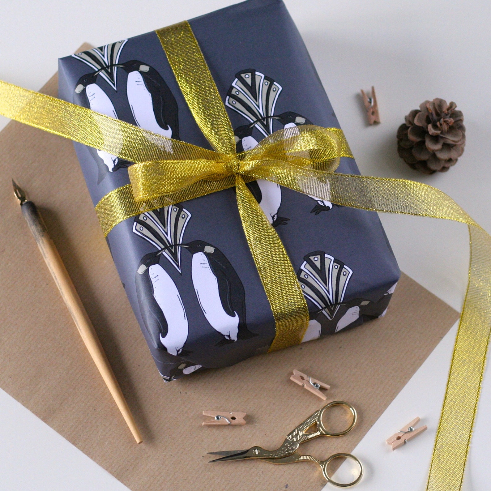Penguin Christmas Wrapping Paper Gift Set - Etsy