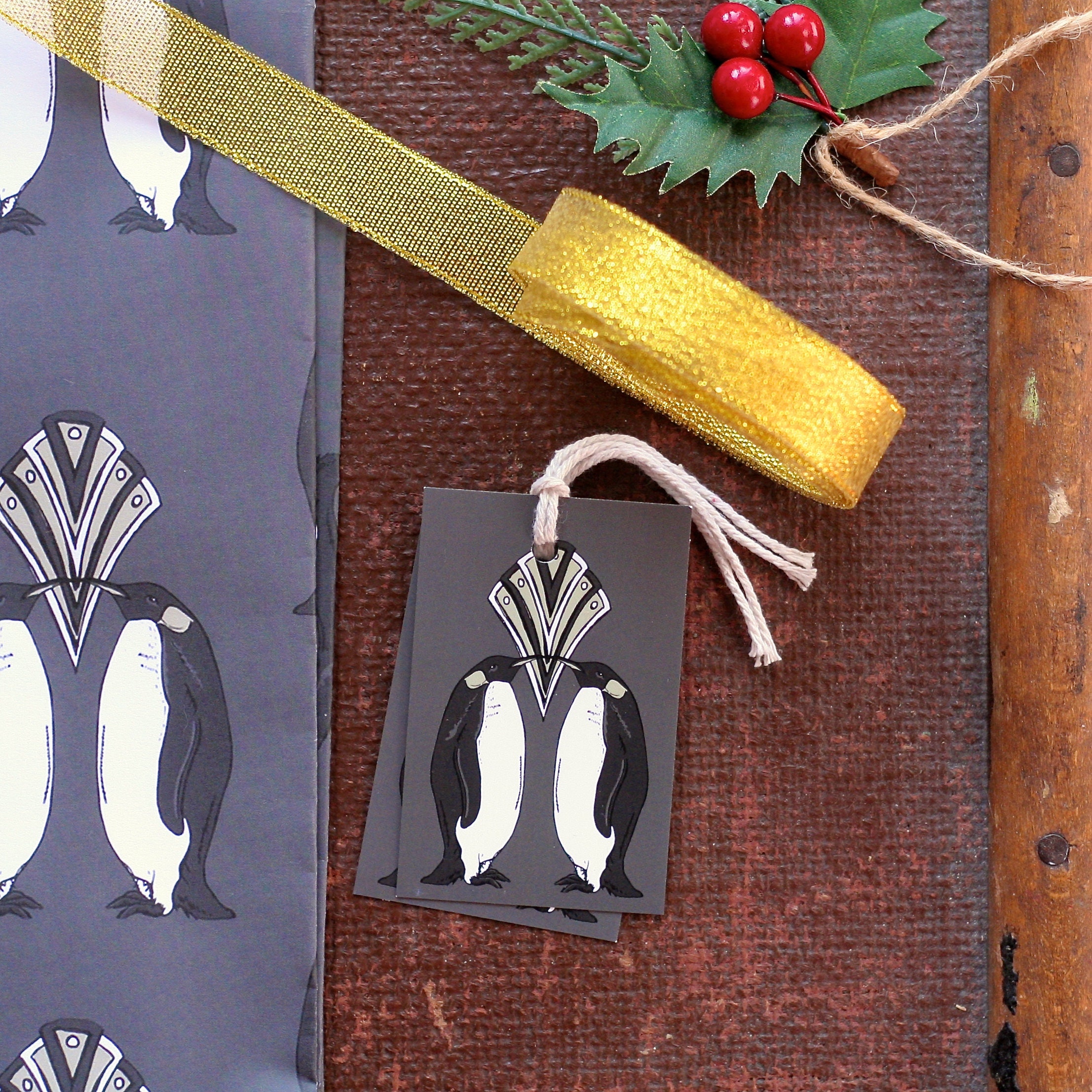 Penguin Christmas Wrapping Paper Gift Set - Etsy
