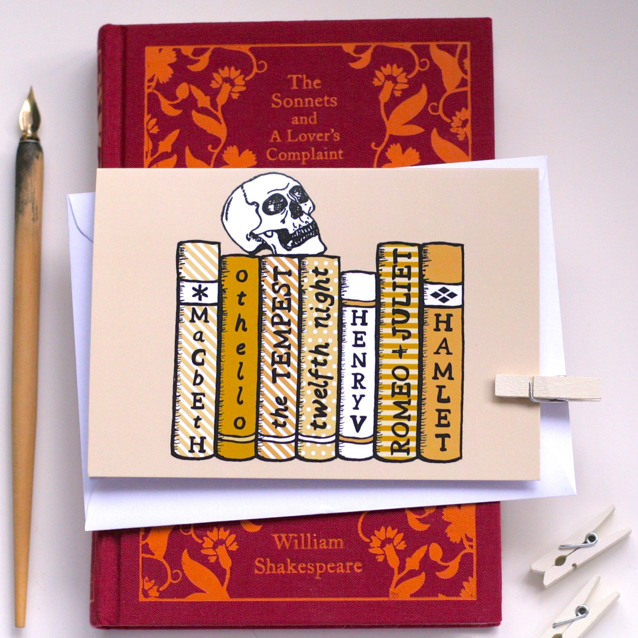 William Shakespeare Bookshelf Card - Etsy