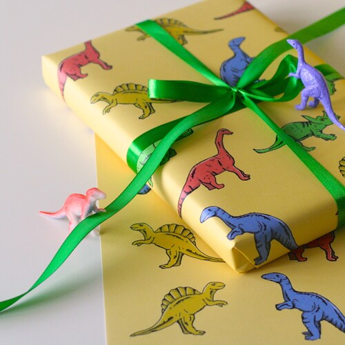 T-rex Dinosaur Wrapping Paper With Tags - Etsy