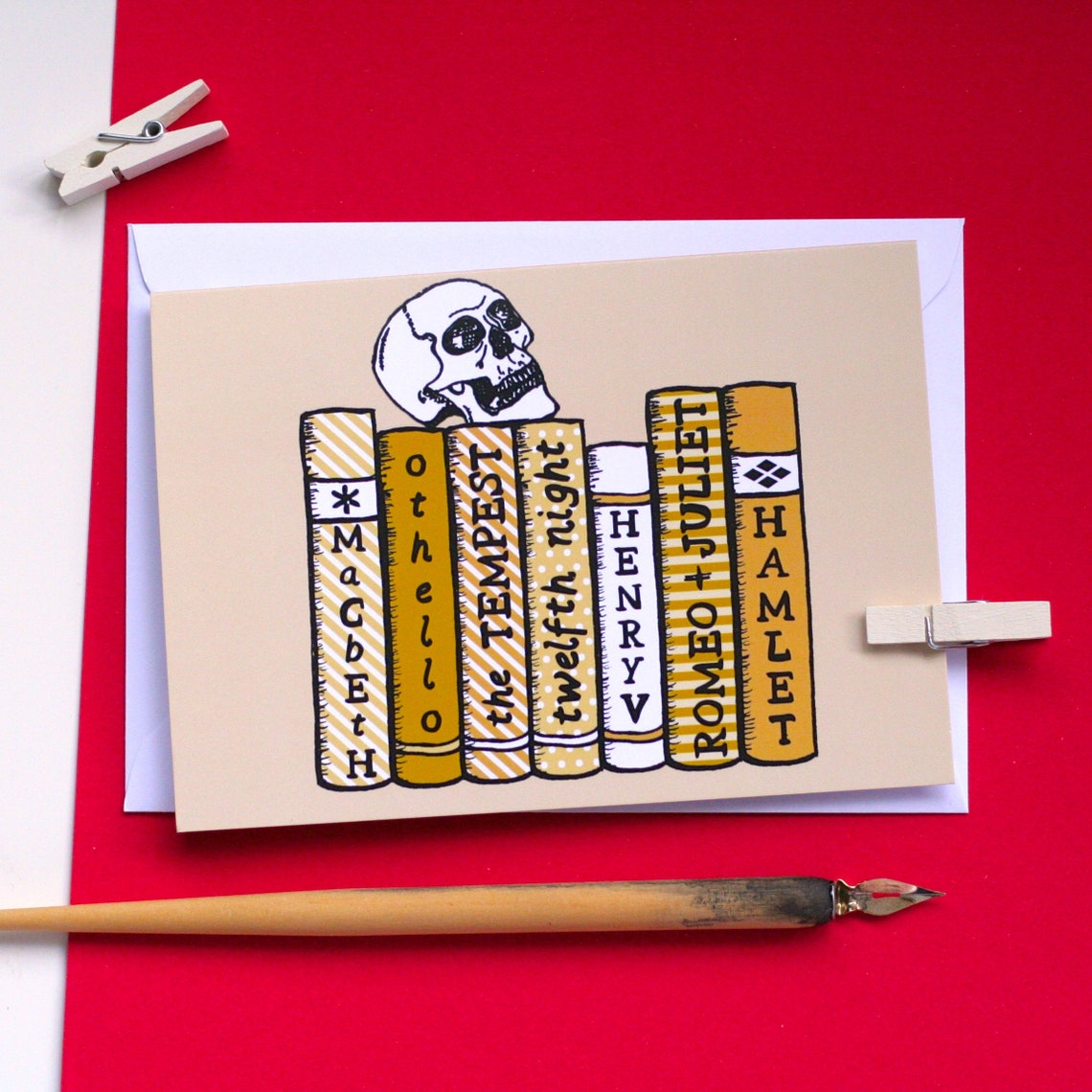 William Shakespeare Bookshelf Card - Etsy
