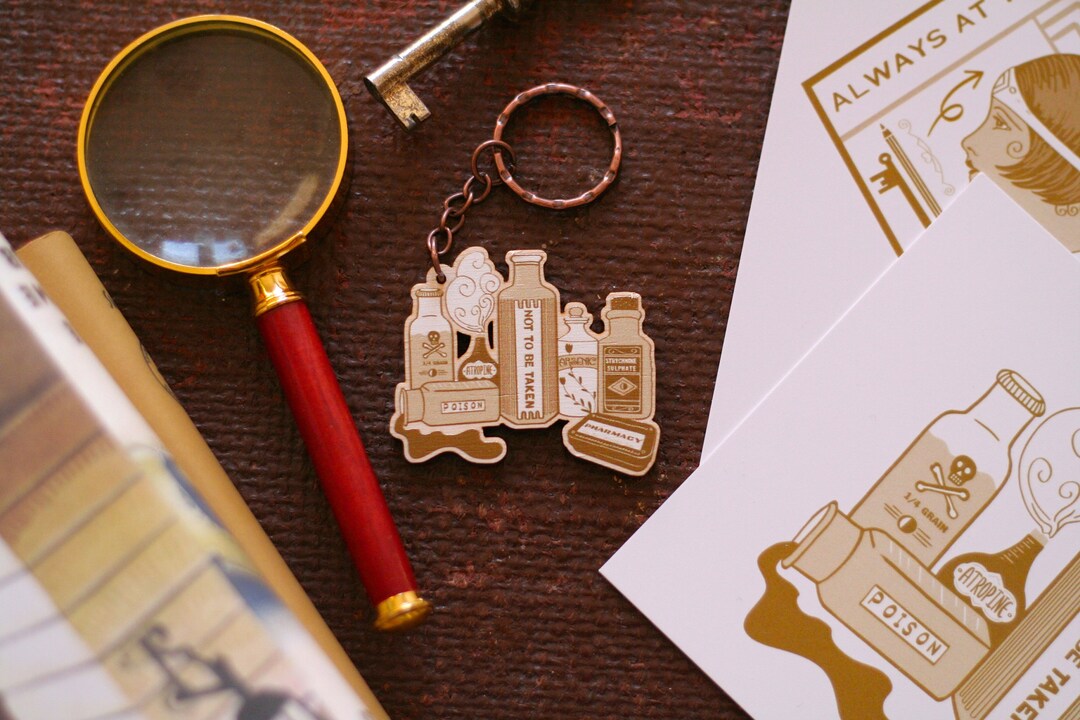 Poison Bottles Wooden Keyring - Etsy UK