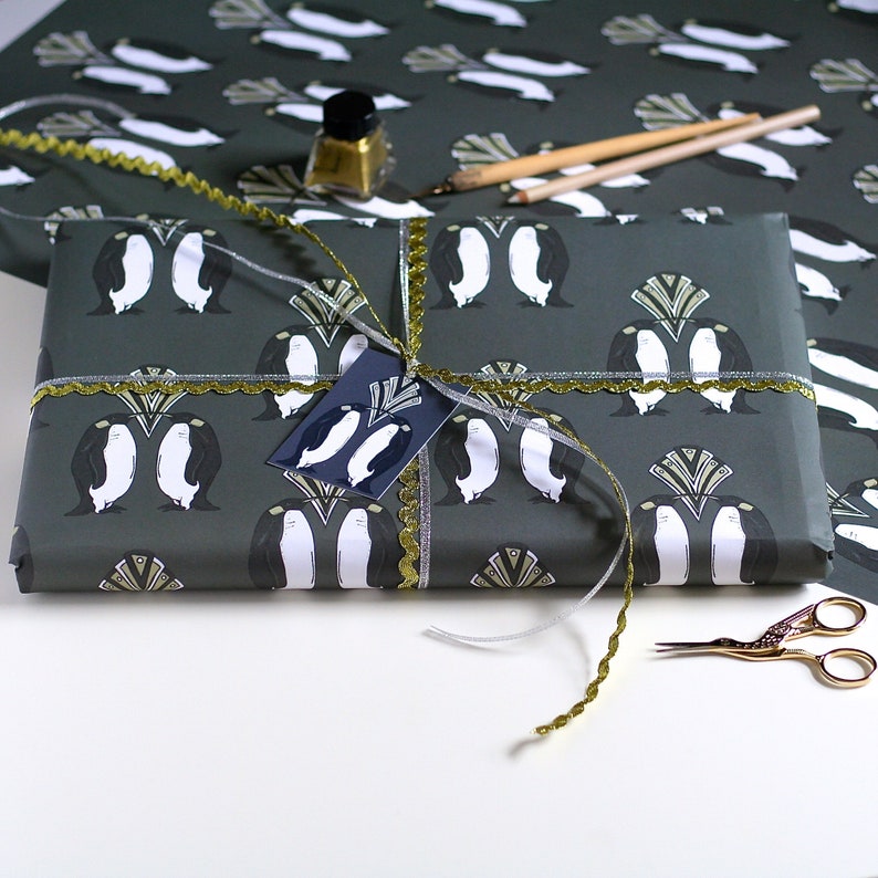Penguin Christmas Wrapping Paper Gift Set - Etsy