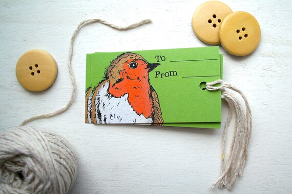 Robin Christmas Gift Tags - Etsy