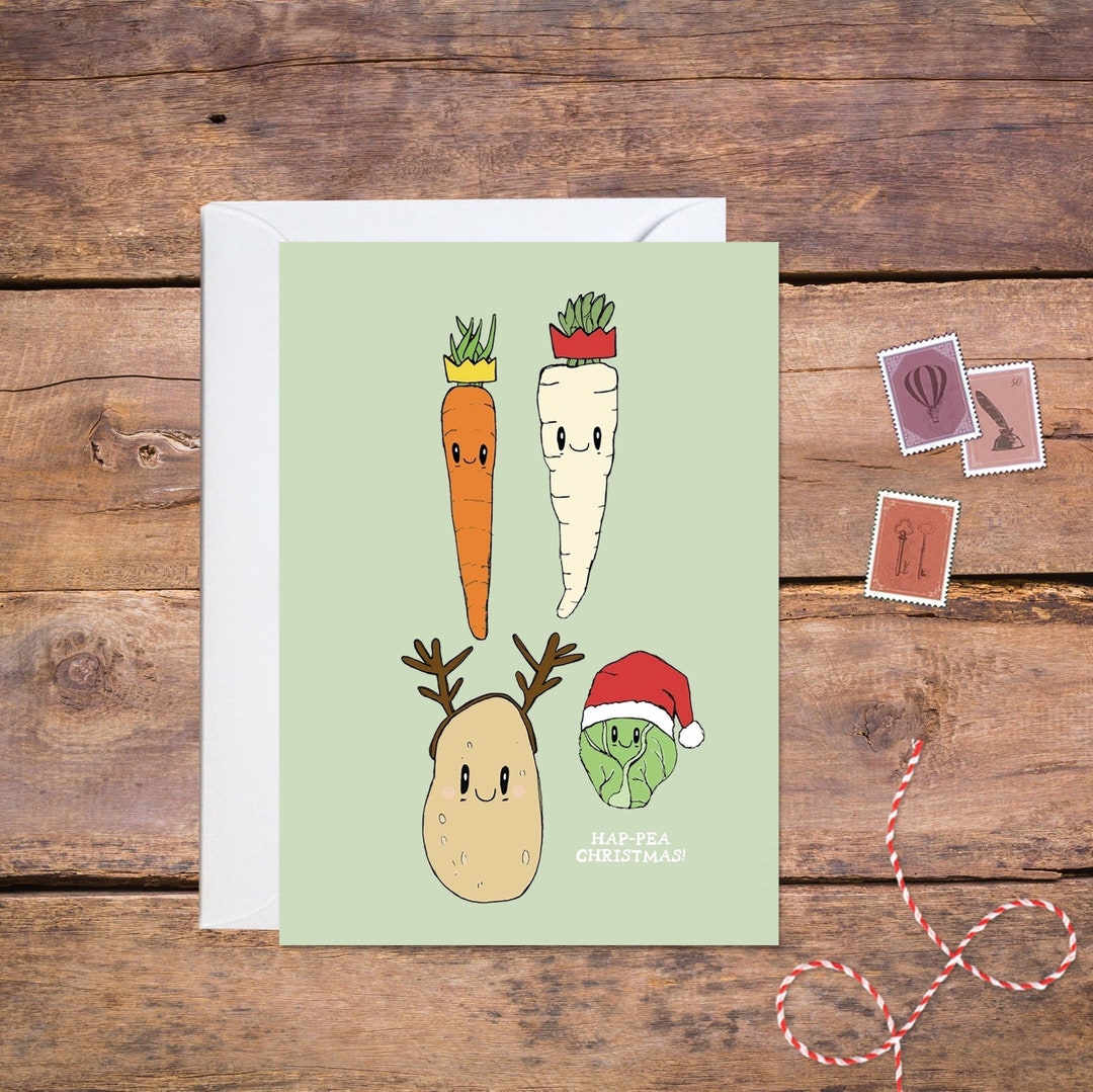 Vegetables Christmas Card Vegan Christmas Card - Etsy