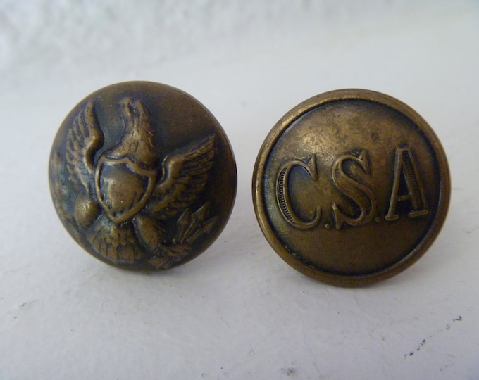 Antique Brass Confederate Cuff Links Waterbury Button Company - Etsy