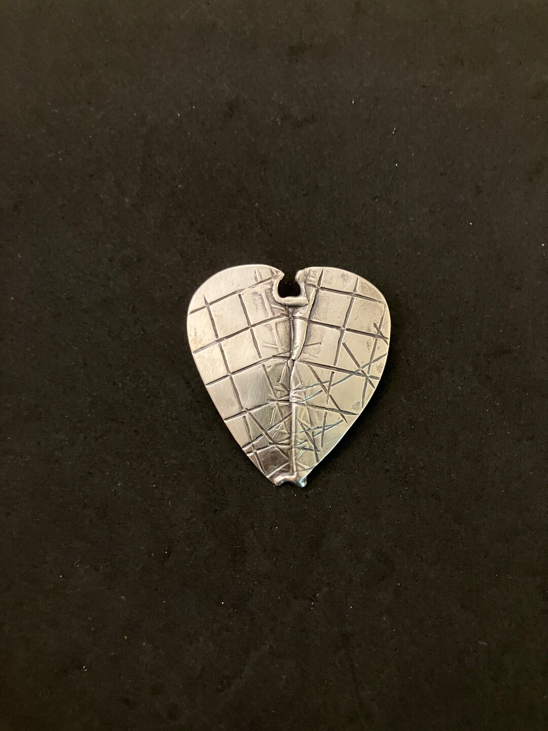 Vintage Sterling Silver Heart Pin: Signed W Lewis, Mended Broken Heart ...
