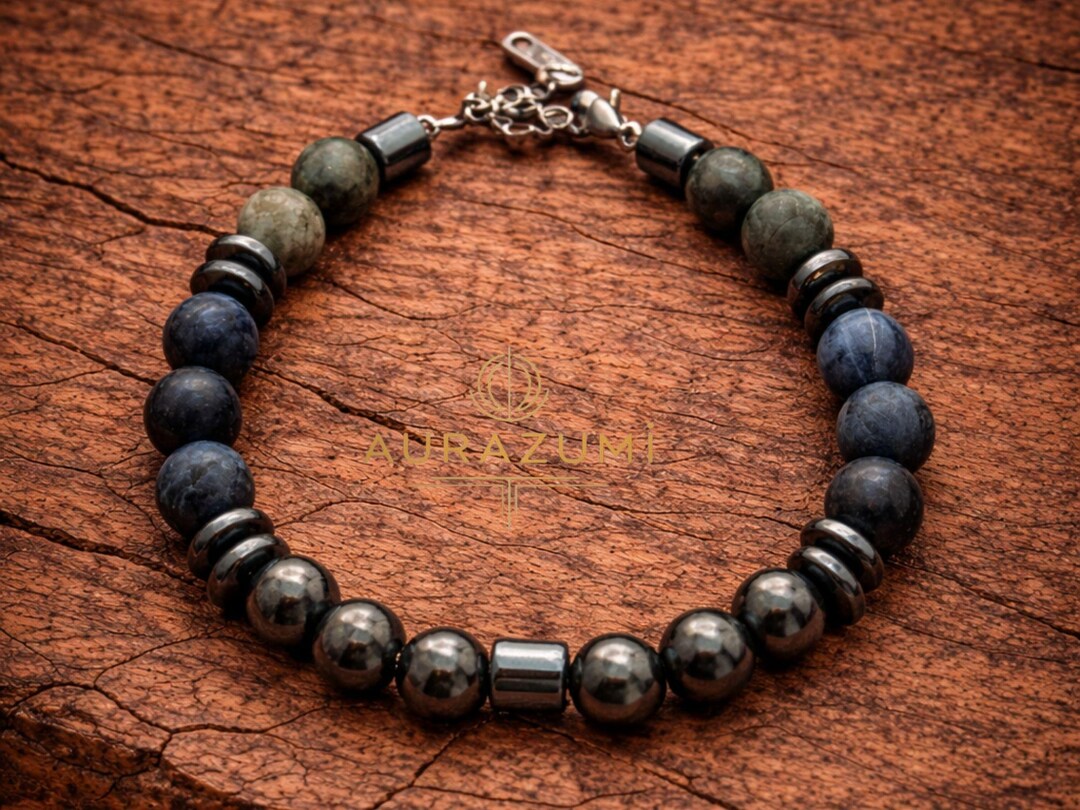 Handmade Natural Stone Virgo Zodiac Bracelet for Men, Gemstone ...