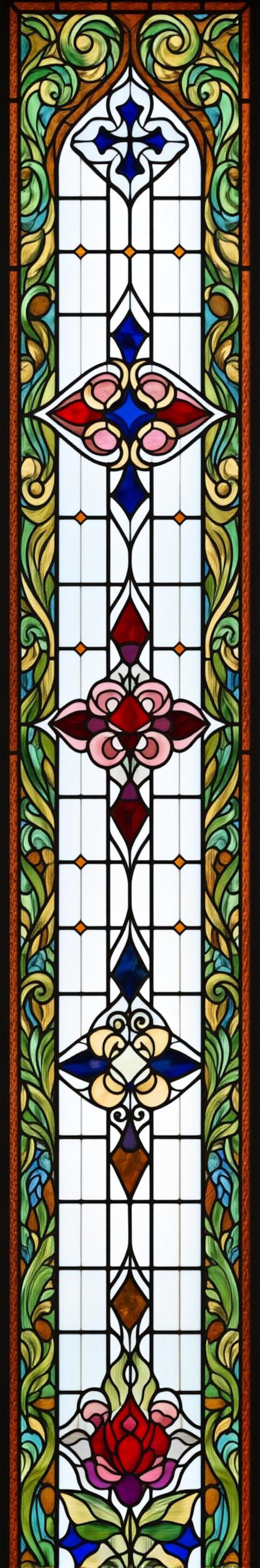 Vintage Stained Glass Sidelight Window Film – Victorian Front Door ...