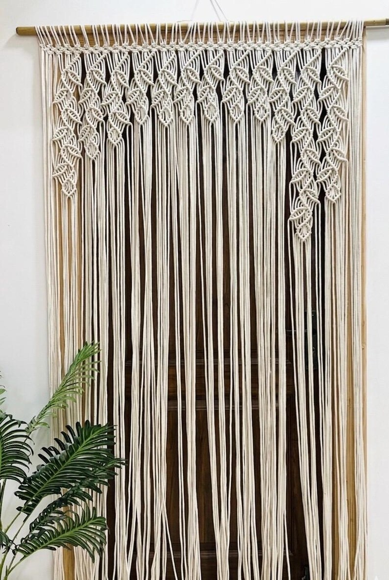 Large Macrame Curtain Wall Hanging | Boho Door Fringe Room Divider ...