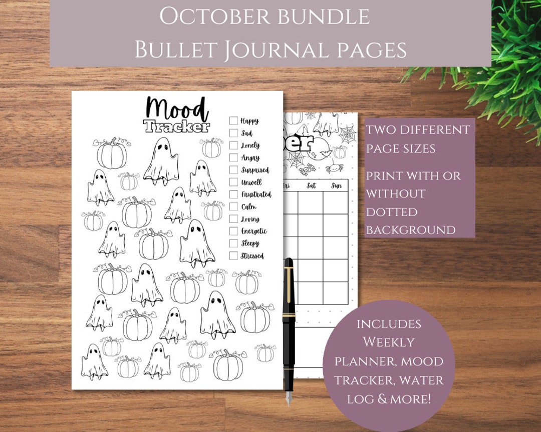 Printable October Bundle Journal Pages A4 & A5 Sizes Black and White ...