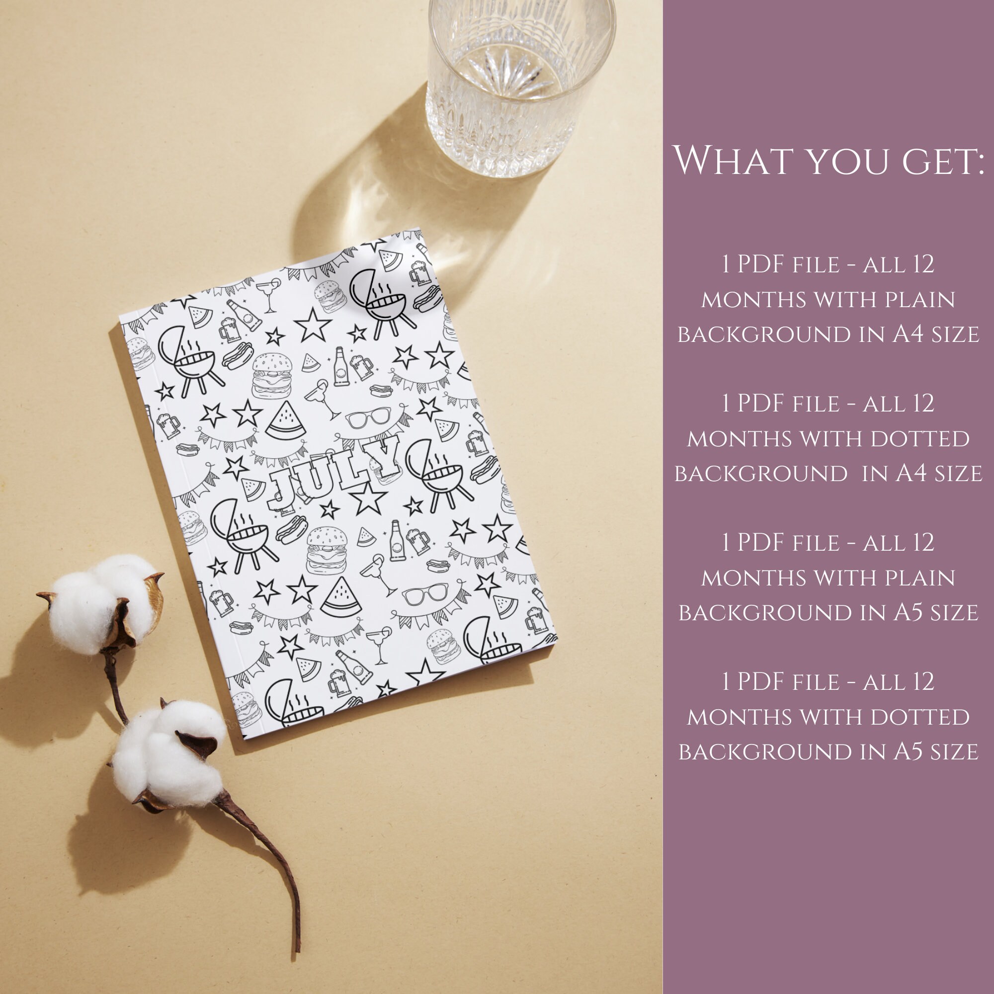 Printable Monthly Bullet Journal Covers A4/A5, Reusable & Customisable ...