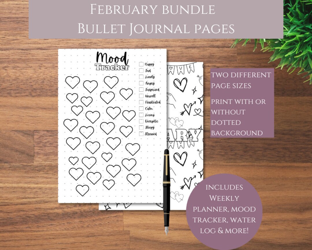 Printable February Bundle Journal Pages A4 & A5 Sizes Black and White ...