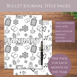 Printable Monthly Bullet Journal Covers A4/A5 Reusable & - Etsy