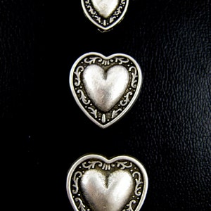 Metal Heart Buttons in Antique Silver Colour - Available in 3 Sizes ...