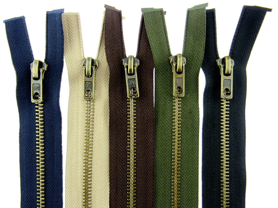 Open End Zipper Antique Brass Metal Open End Zip 5mm Wide Teeth Choice ...