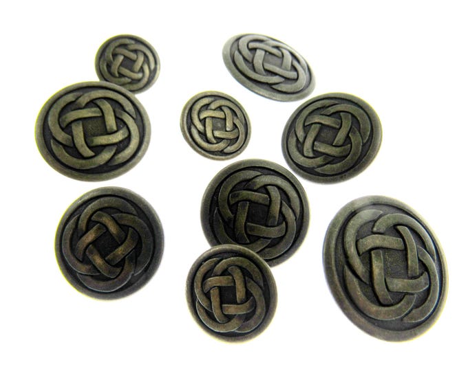 Round Celtic Knot Buttons - Oxidised Brass Metal Buttons - 15mm, 19mm ...