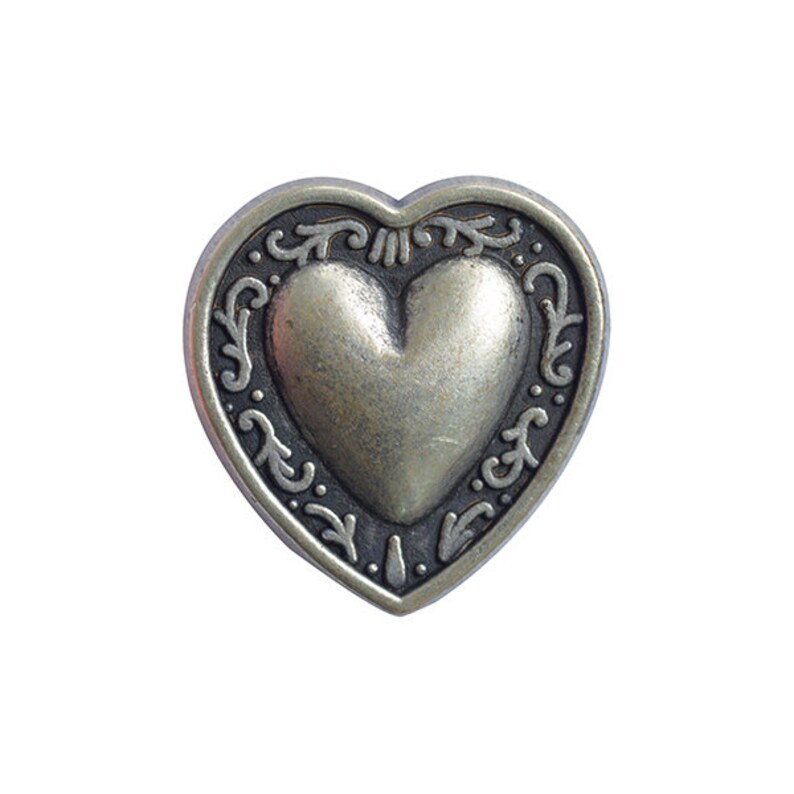 Metal Heart Buttons in Antique Silver Colour - Available in 3 Sizes ...