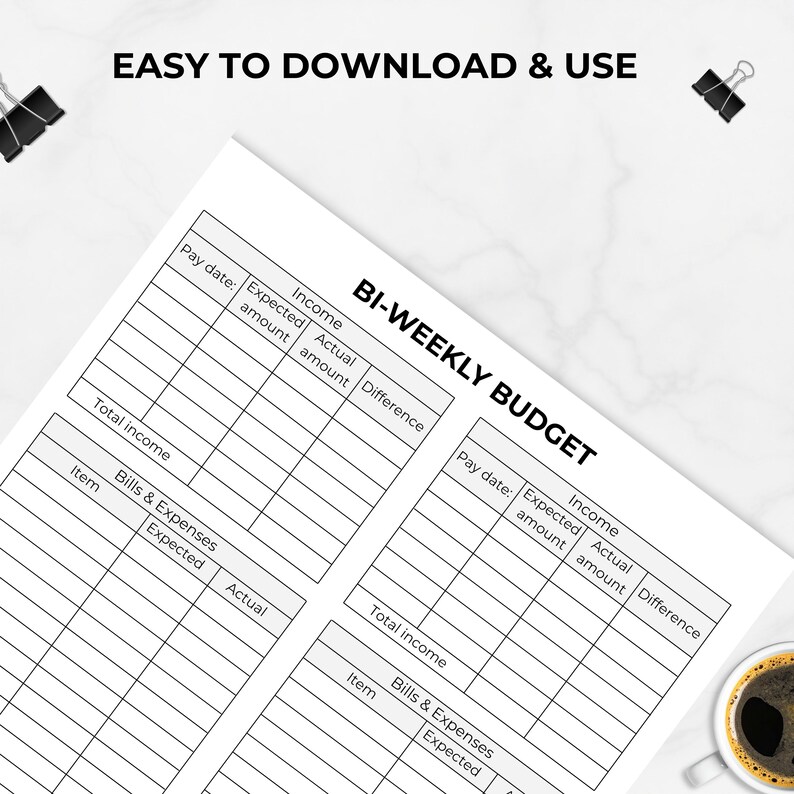 Bi Weekly Budget Planner Printable PDF | Paycheck Budget Tracker ...