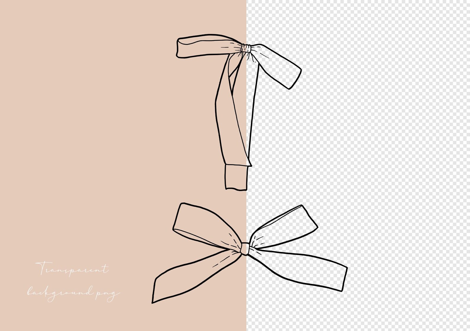 Hand-drawn Bows Line Art: PNG SVG Clipart (digital Download) - Etsy